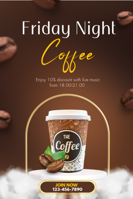 Copy of Brown Modern Friday Night Coffee Poster | PosterMyWall