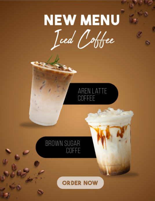Brown Modern New Drink Menu Coffee Poster Templat | PosterMyWall