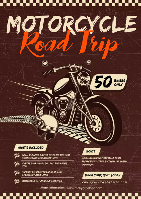 brown motorcycle road trip Template | PosterMyWall