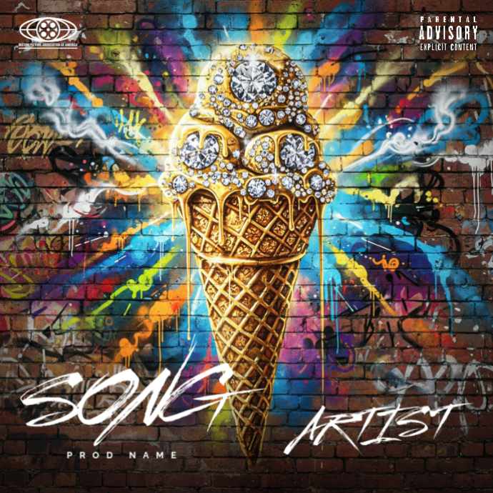 Brown Music Album Cover golden ice cream wall art Template | PosterMyWall