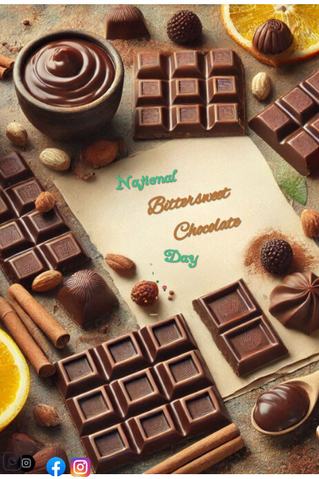 Brown National Bittersweet Chocolate Day Poster Template | PosterMyWall