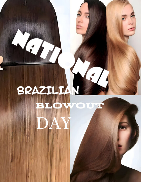Brown National Brazilian Blowout Day Flyer ( Template | PosterMyWall
