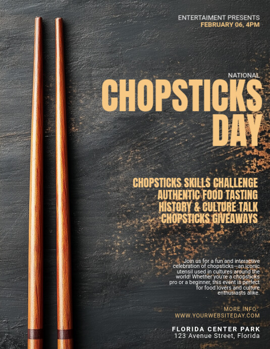 Brown National Chopsticks Day Flyer (us Letter) Template | PosterMyWall