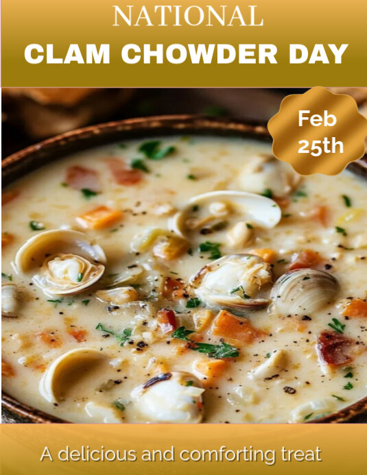 Copy of Brown National Clam Chowder Day Template Design Flyer (us ...
