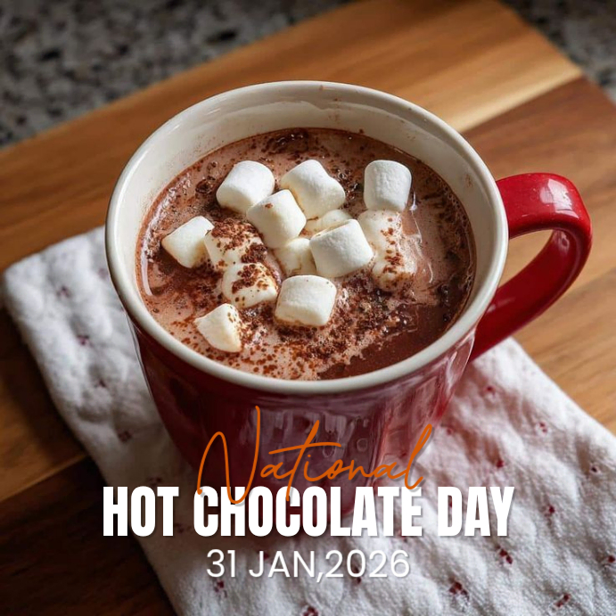 Brown National Hot Chocolate Day Instagram Post 2026 Template ...