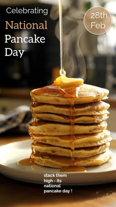 Brown National Pancake Day WhatsApp Status Video Template | PosterMyWall