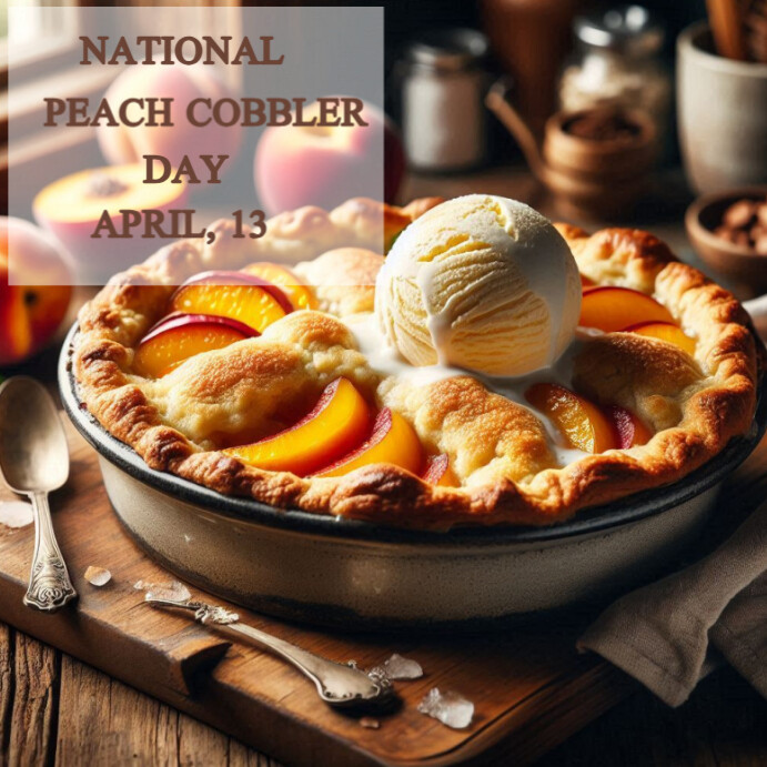 Brown National Peach Cobbler Day Instagram Post Template | PosterMyWall