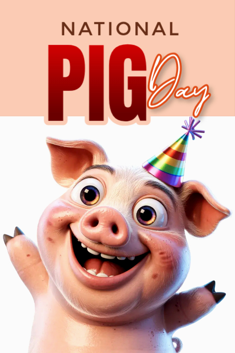 Brown National Pig Day Poster Template | PosterMyWall