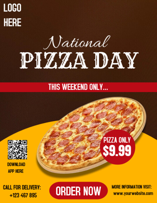 Copy of Brown National Pizza Day Flyer (us Letter) | PosterMyWall