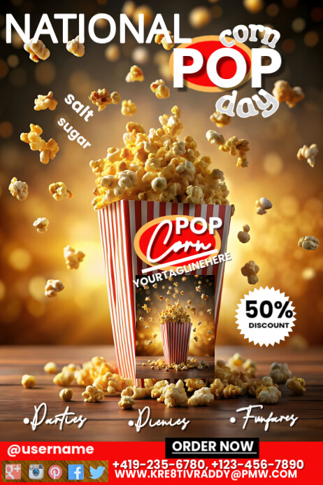 Modèle Brown National Popcorn Day Poster | PosterMyWall