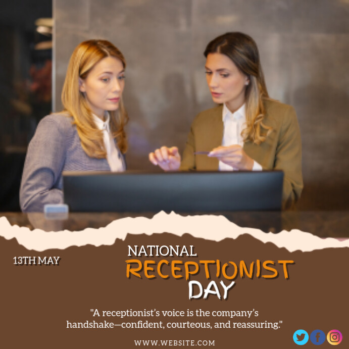 Plantilla de Brown National Receptionists Day Instagram Post | PosterMyWall