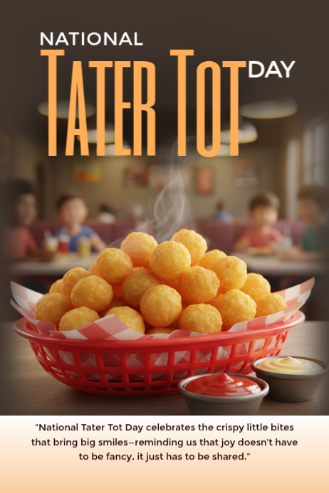 Brown National Tater Tot Day Poster Template | PosterMyWall