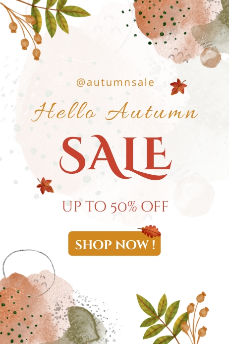 Brown Natural Hello Autumn Sale Poster Template | PosterMyWall