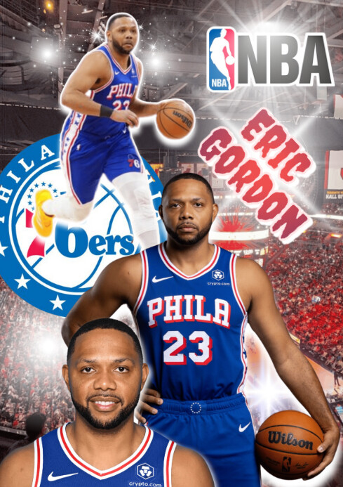 Copy of Brown Neon Basketball Nba Philadelphia 76ers Eric Gordon A4 ...