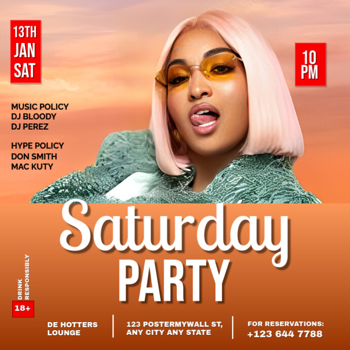 Copy of Brown Neon Brown Background Gradient Saturday Party Instagram ...