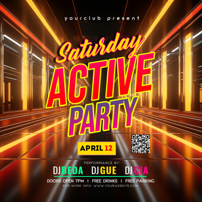 Brown Neon Saturday Active Party Pos Instagram Template | PosterMyWall