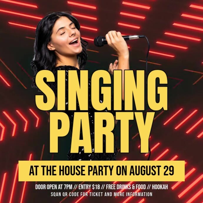 Brown Neon Singing Party Instagram Post Template | PosterMyWall