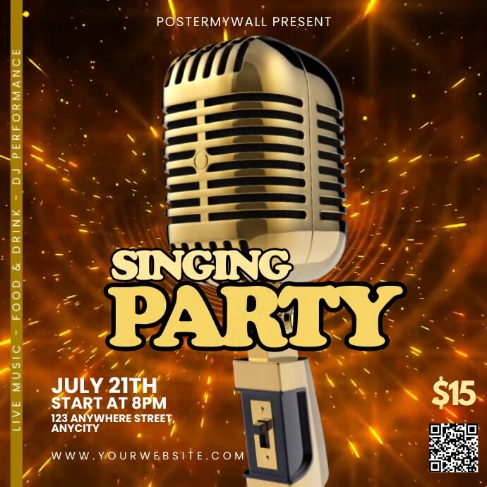 Brown Neon Singing Party Pos Instagram Template | PosterMyWall