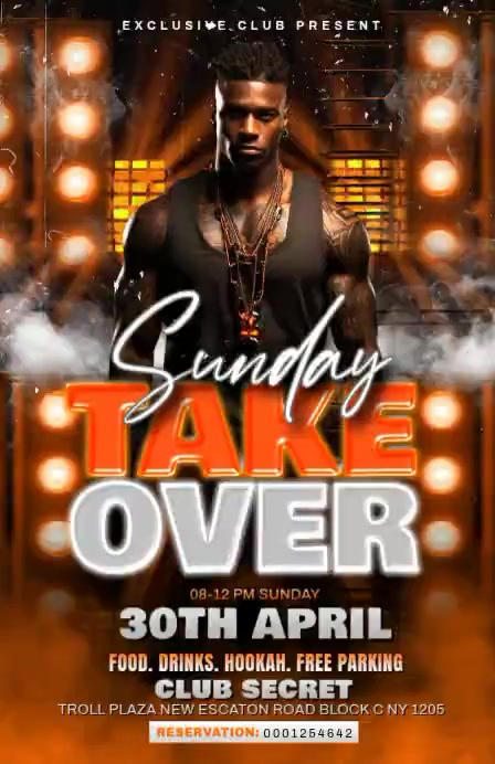 Brown Neon Take Over Club Party Event Tabloid Video Template | PosterMyWall