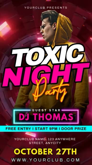 Copy of Brown Neon Toxic Night Party Reel Instagram | PosterMyWall