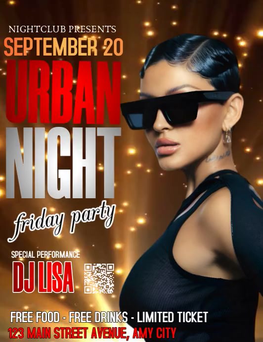 Brown Neon Urban Night Friday Party Flyer (us Template | PosterMyWall