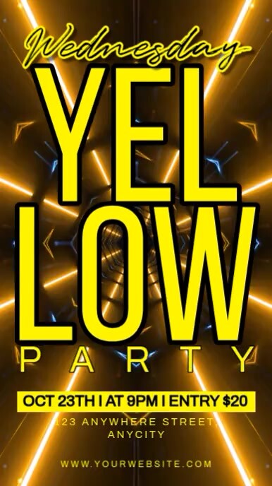 Brown Neon Wednesday Yellow Party Reel Instagram Templat | PosterMyWall