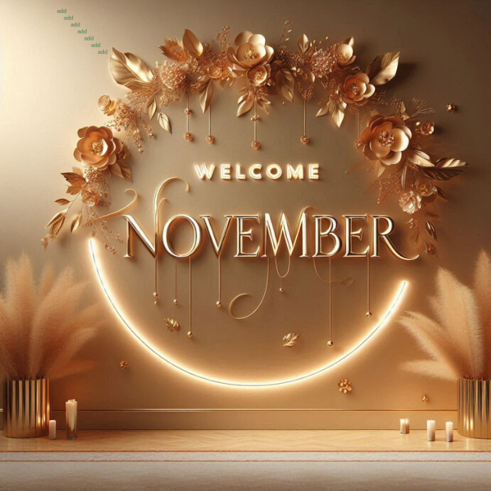 Brown Neon Welcome November Instagram Post Template | PosterMyWall