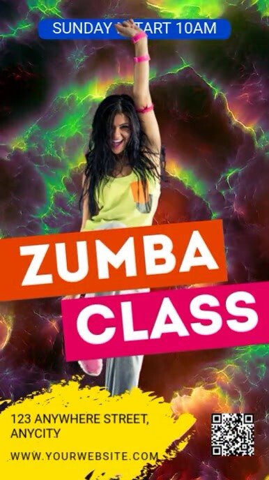Brown Neon Zumba Classes Tampilan Digital (9:16) Template | PosterMyWall