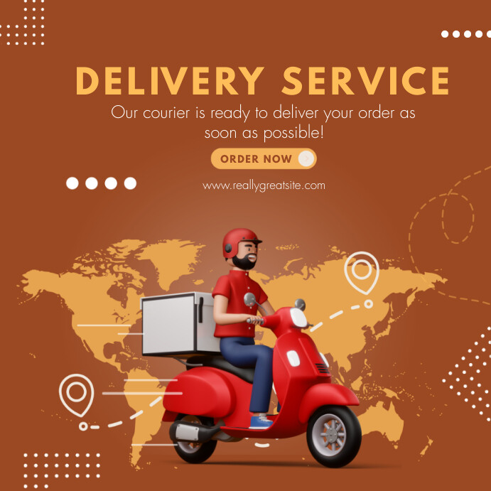 Brown Orange Delivery Service Instagram Post Template | PosterMyWall