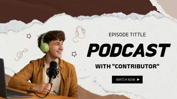Brown Paper Cut Podcast Youtube Thumbnail Template | PosterMyWall