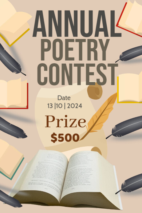Copy of Brown Pastel Annual Poetry Contest Poster | PosterMyWall