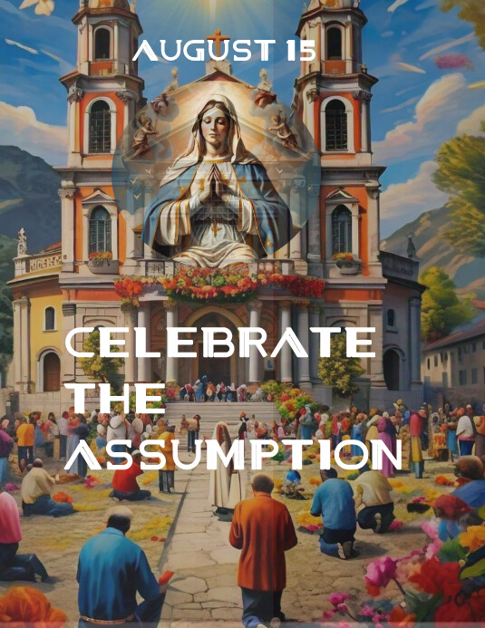 Plantilla de Brown Pastel Assumption Day Flyer (us Letter | PosterMyWall