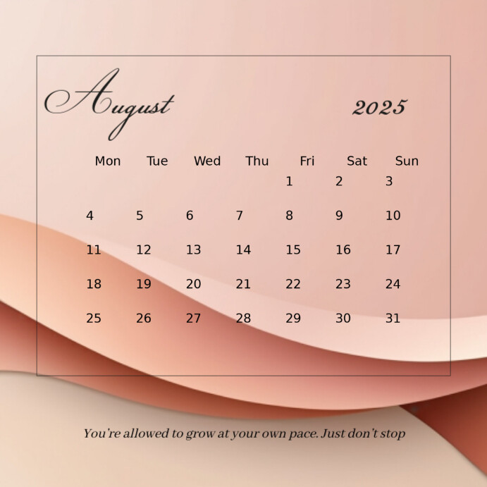 Brown Pastel August Calendar Template Instagram Post | PosterMyWall