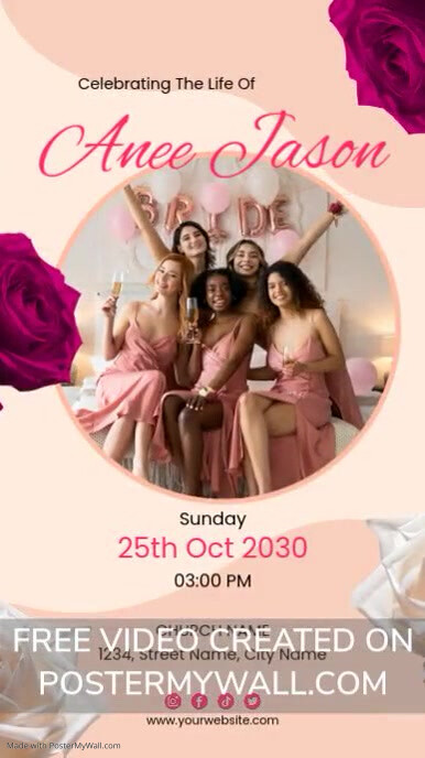 Brown Pastel Bridesmaid Card Party Invitations Video Reel Instagram ...