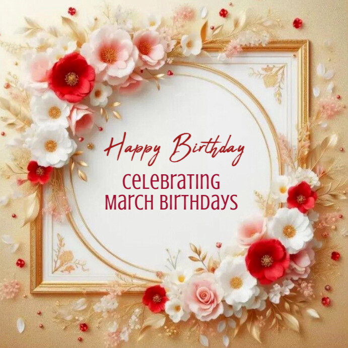 Brown Pastel Celebrating March Birthdays Instagram Post Template ...