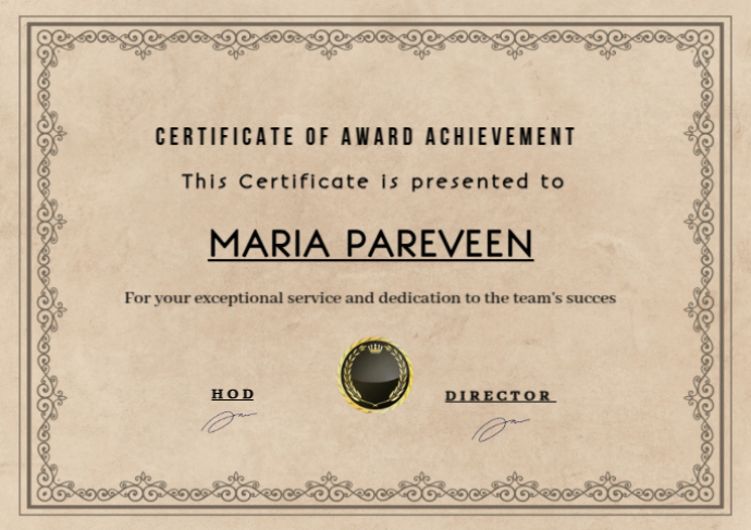 Plantilla de Brown Pastel Certificate For Achievement A2 | PosterMyWall