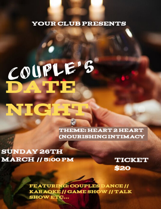 Plantilla de Brown Pastel Couple's Night Out Flyer (us Letter ...