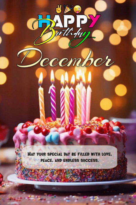 Brown Pastel December Birthday Poster Template | PosterMyWall