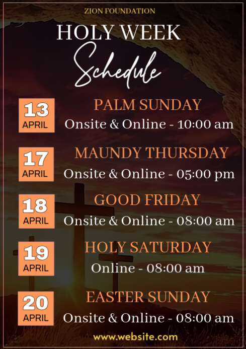 Copy of Brown Pastel Easter Schedule A4 | PosterMyWall