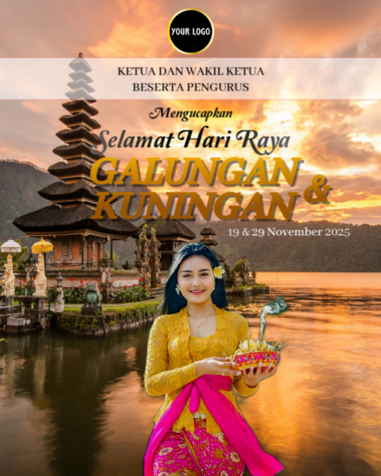 Brown Pastel Galungan Kuningan Instagram Portrait Template | PosterMyWall