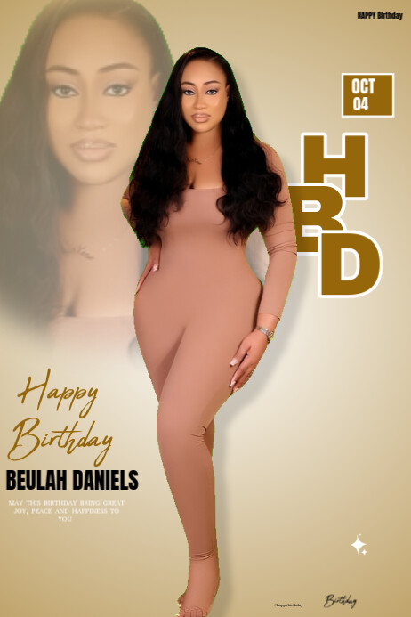 Brown Pastel Happy Birthday Graphics Poster Template | PosterMyWall
