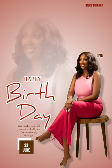 Modèle Brown Pastel Happy Birthday Templates Poster | PosterMyWall