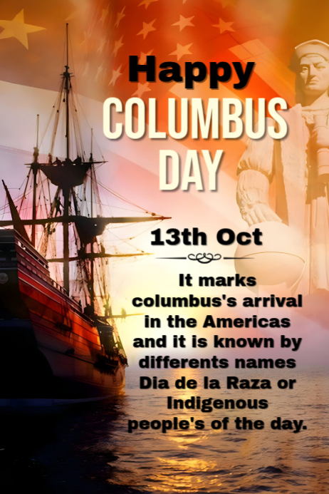 Brown Pastel Happy Columbus Day Poster Template | PosterMyWall
