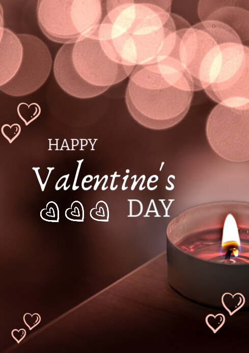 Brown Pastel Happy Valentine's Day Greeting Flyers A4 Template ...