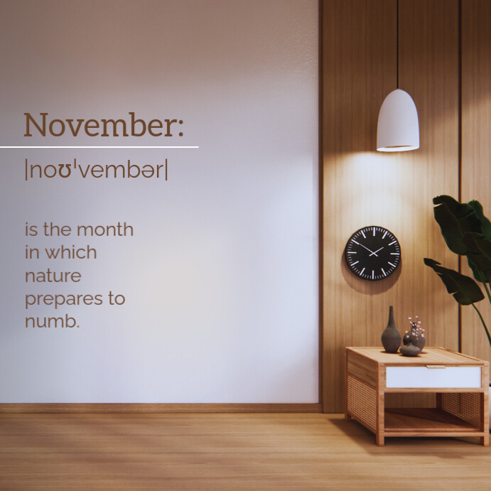 Brown Pastel Hello November Instagram Post Template | PosterMyWall