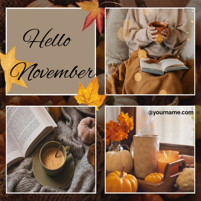 Brown Pastel Hello November Instagram Post Template | PosterMyWall