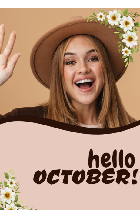 Plantilla de Brown Pastel Hello October Poster | PosterMyWall