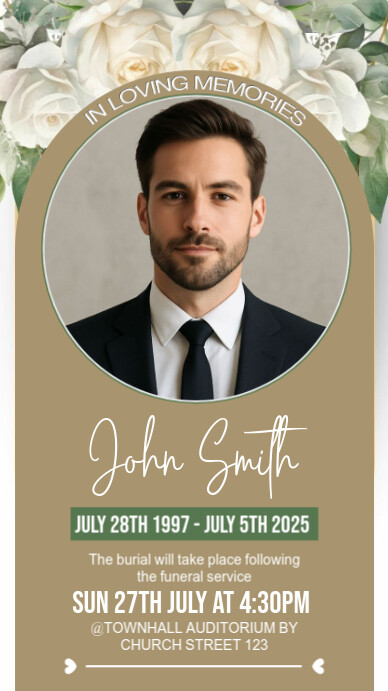 Copy of Brown Pastel In Loving Memory Announcement Facebook Story ...