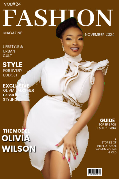 Brown Pastel Magazine Cover Model Poster Template | PosterMyWall