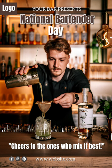 Copy of Brown Pastel National Bartender Day Poster | PosterMyWall